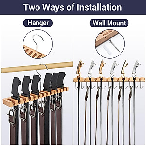Belt Hanger Organizer for Closet, Ohuhu 2 in 1 Wall Mount Belt Rack for 27 Slots Storage and Organization, 360 Degree Rotating Belt Display Holder for Belt Tie Scarf Accessories