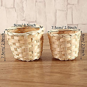 LWNOOH Desktop Bamboo Weaving Storage Basket, 6 Pieces Small Household Bamboo Wood Woven Storage Box for Debris Crafts Toys Jewelry Organizer Desk Decoration Desktop Flower Pot Garbage Can