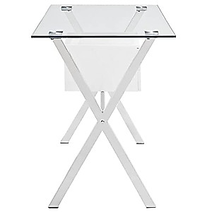 Modway Stasis Contemporary Modern Glass-Top Office Desk In White