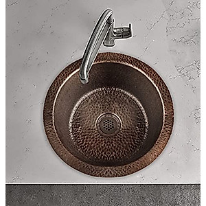 Monarch Abode 17096 Pure Copper Hand Hammered Essex Dual Mount Bar Prep Sink (12 inches)