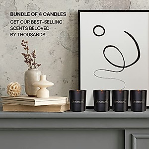 Benevolence LA Pack of 4 Scented Candles Gift Set | Rose & Sandalwood Candle and Oud Wood Candles for Home Scented | 6 oz Black Candles | Natural Soy Candles Gifts for Women | 35-Hour Burn Aromatherapy Candle | Perfect Spring Candles