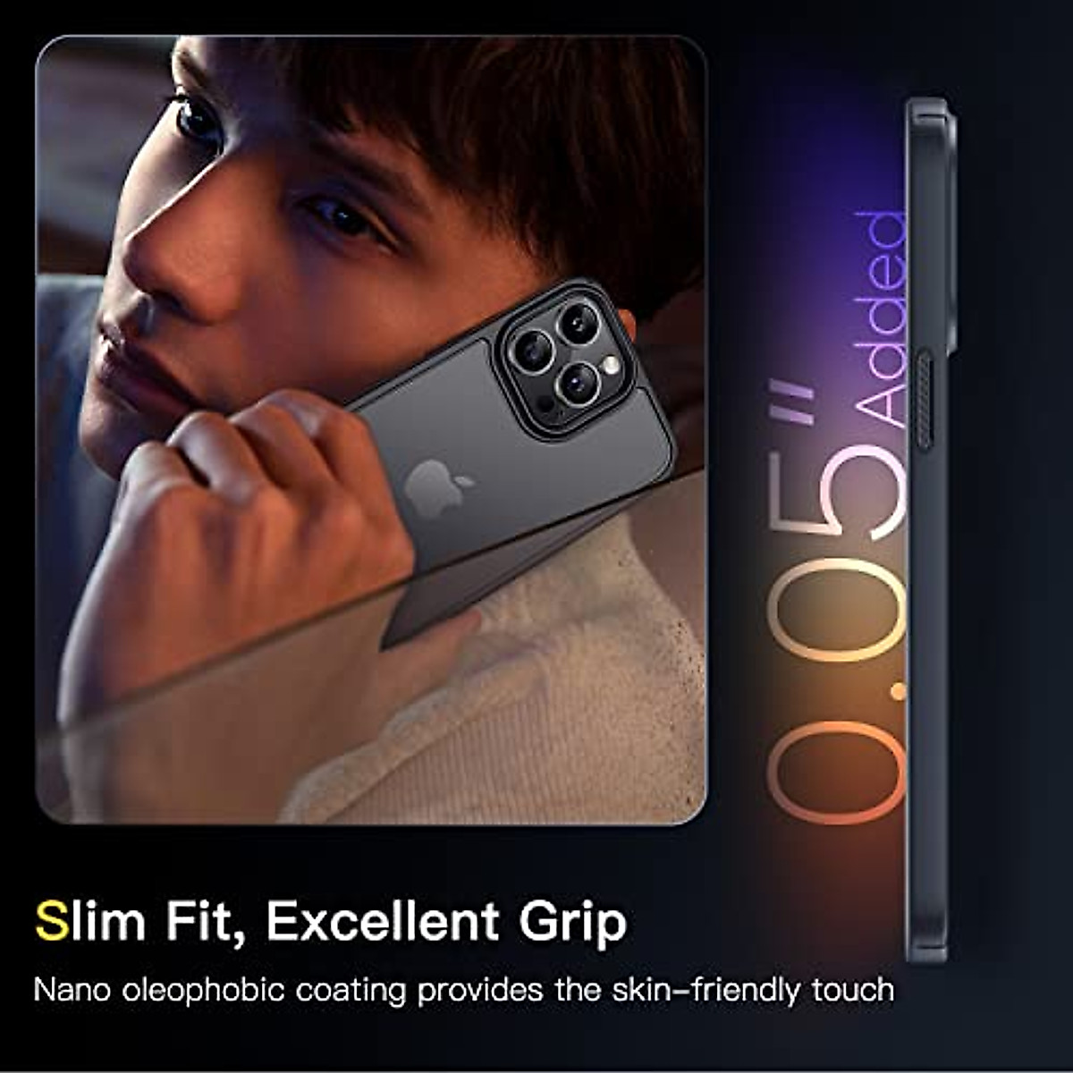 [5-in-1] Humixx Designed for iPhone 14 Pro Case, 2X Tempered Screen Protector + 2X 9H Lens Protector [10FT Military Shockproof] Slim Protective Translucent Matte Case for iPhone 14 Pro 6.1 inch, Black