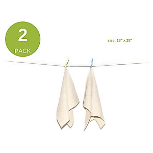 Harmony Idea Linen Kitchen Towels. Natural Absorbent Dish Towel, 100% European Flax - 18" x 28"(Set of 2) (Grey)