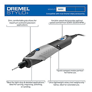 Dremel 2050-15 Stylo+ Versatile Craft Rotary Tool, Wood Carving Detail Tool with Keyless Chuck