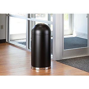 Safco Products 9639BL Open Top Dome Waste Receptacle, 15-Gallon, Black