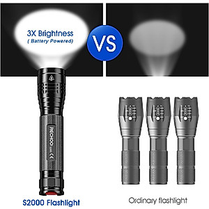 RECHOO Flashlights High Lumens 2 Pack, Super Bright 2000 Lumens Flash Light with 3 Modes, Zoomable, Water Resistant Led Flashlights for Home, Emergency, Camping, Hiking