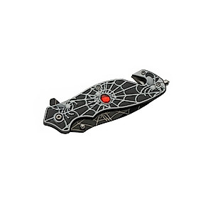 RRS Black Widow Spider Gothic Fantasy Tanto Pocket Knife with Clip