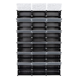 caoxinlei 12-Tier Portable 72 Pair Shoe Rack Organizer 36 Grids Tower Shelf Storage Cabinet Stand Expandable for Heels, Boots, Slippers, Black