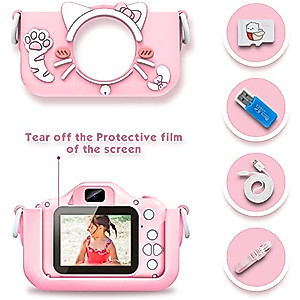 goopow Kids Selfie Camera, Christmas Birthday Gifts for Boys Girls Age 3-9, HD Digital Video Cameras for Toddler Children Toy for 3 4 5 6 7 8 Year Old Boy with 32GB SD Card