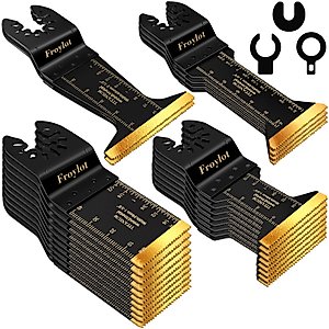 24PCS Bi-Metal Titanium Oscillating Tool Blades – Multi-Tool Blades Cutting Nails, Staple, Copper Pipe, Drywall, Sheetrock, Wood, Siding – Universal Fit DeWalt, Milwaukee, Fein, Metabo, Rigid (M42 Ti)