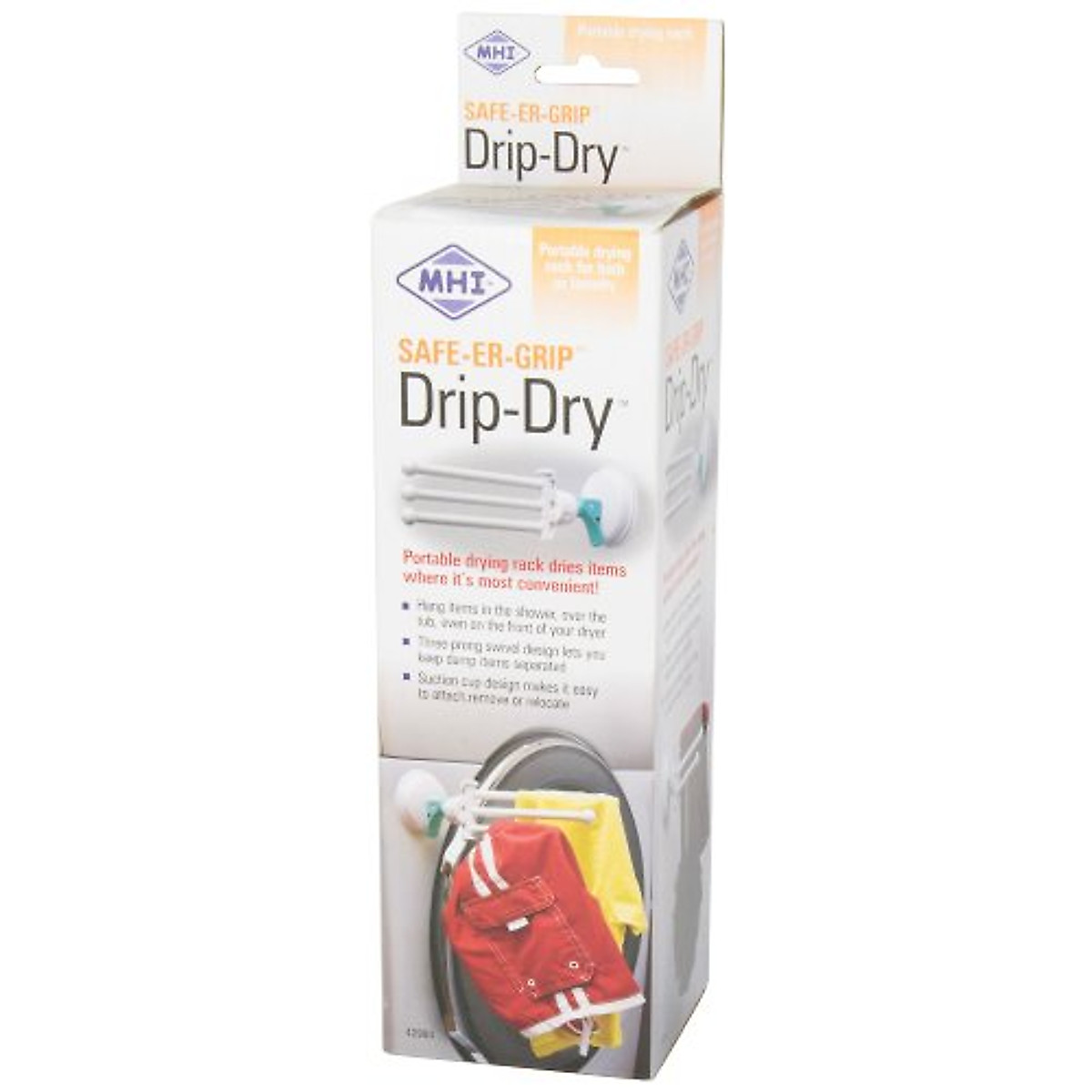 Changing Lifestyles Safe-er-Grip Drip Dry Portable Drying Rack, White with 3 prongs,11.5x17 Inch (Pack of 1)