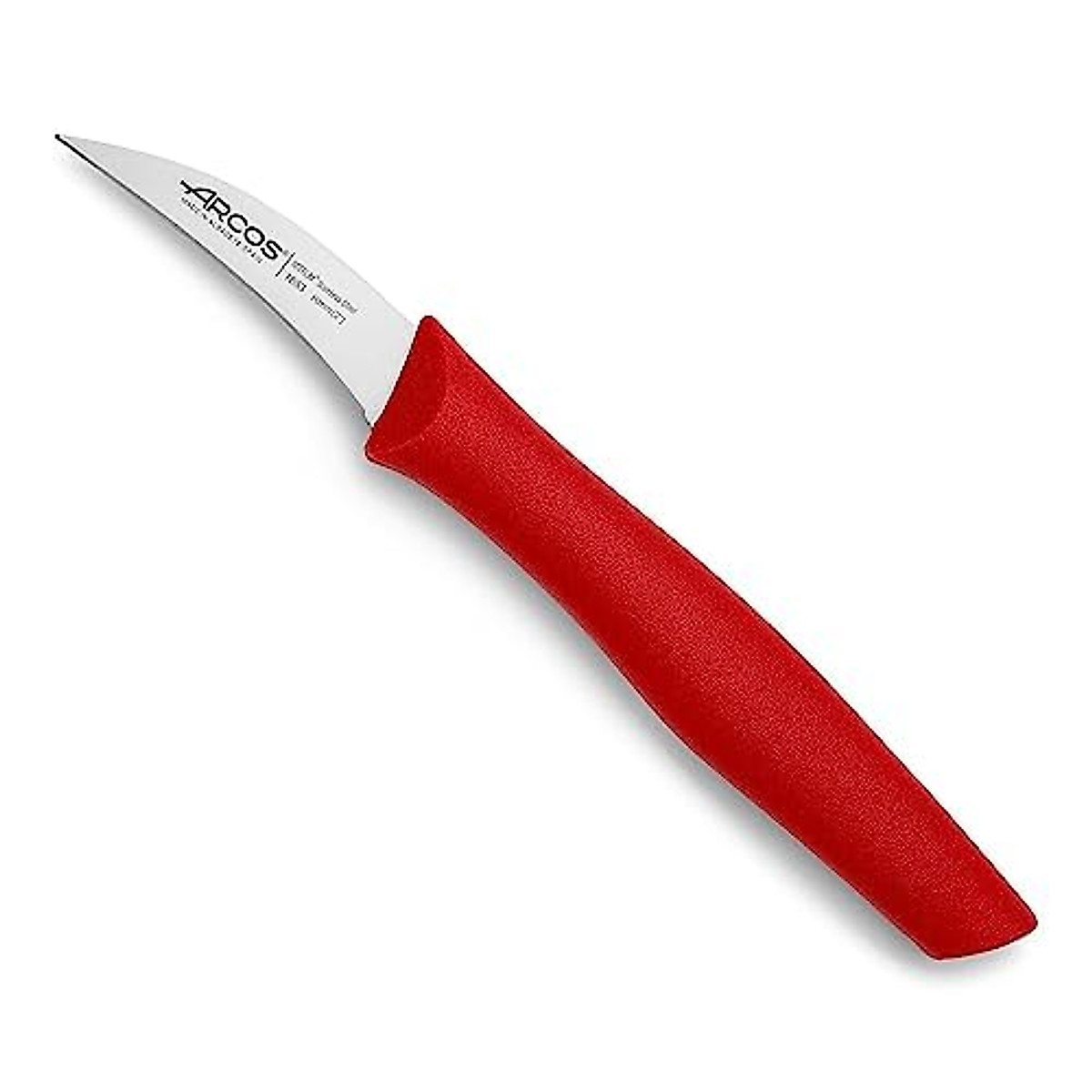 ARCOS Paring Knife Set 2 Pieces. 2 Peeling Knives of Stainless Steel and Ergonomic Polypropylene Handle for Cutting Fruits, Vegetables and Tubers. Series Nova. Color Red