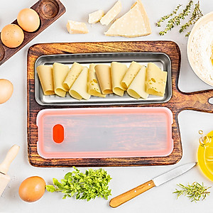 BSTKEY Bacon Container for Refrigerator, 304 Stainless Steel Airtight Deli Meat Saver Bacon Keeper for Fridge, Bacon Fresh Storage Container with Clear Lid, Dishwasher Safe, Fridge Organizer