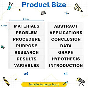 Self Adhesive Presentation Science Subtitles Science Fair Display Boards Science Fair Board Supplies Science Fair Titles for Classroom Office Science Fair Supplies (8 Set)