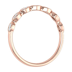 FINEROCK 0.04 Carat Anniversary Wedding Band Ring in 10K Rose Gold - IGI Certified (Ring Size 7.5)