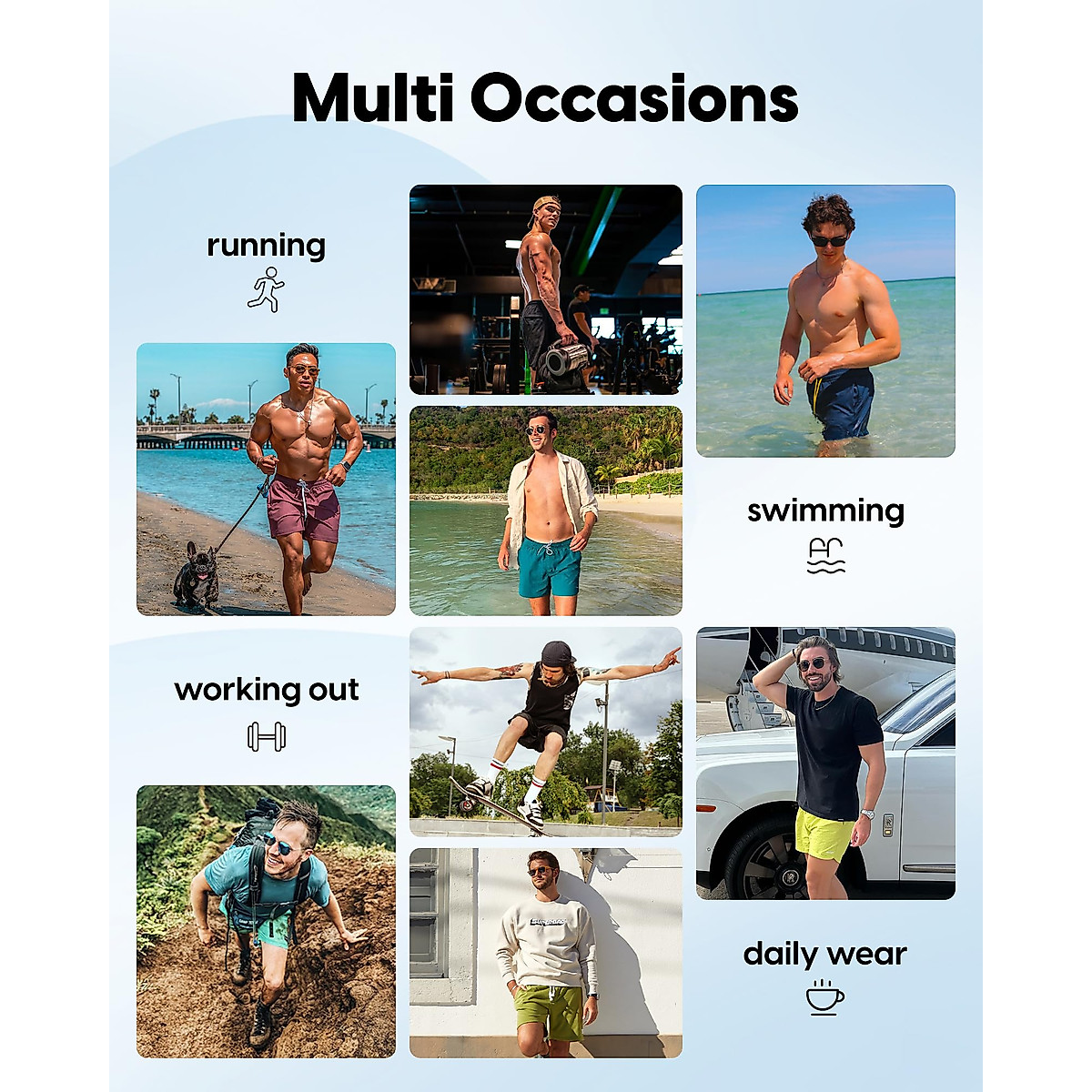 maamgic Men's 5 inch Inseam Shorts Pull-On Relaxed Fit Comfort Stretch Short Shorts with Pocket Washed Green Medium