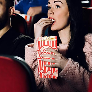 203 PCS Popcorn Machine Supplies Set, 200 PCS Popcorn Paper Bags with Popcorn Scoop, 2PCS Season Salt Shaker, Popcorn Supplies for Popcorn Machine