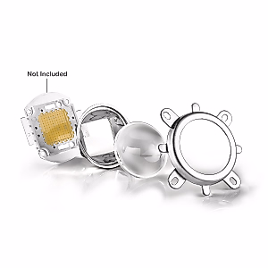 Chanzon LED Lens Optical Glass (44mm 60degree) + 50mm Reflector Collimator Houseing + Fixed Bracket with Holder For 20W 30W 50W 80W 100W High Power Light SMD COB Chips Focus 20 50 100 W Watt 60 degree