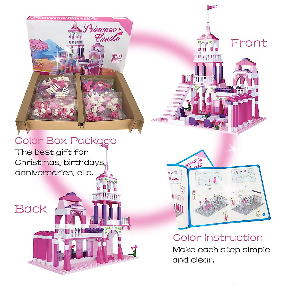 LEYI Girls Castle Building Blocks Toys for Girls 361 Pieces Princess Castle Construction Toys Set Building Bricks Toys for Kids Christmas Birthday Gift Education Building Blocks Toys