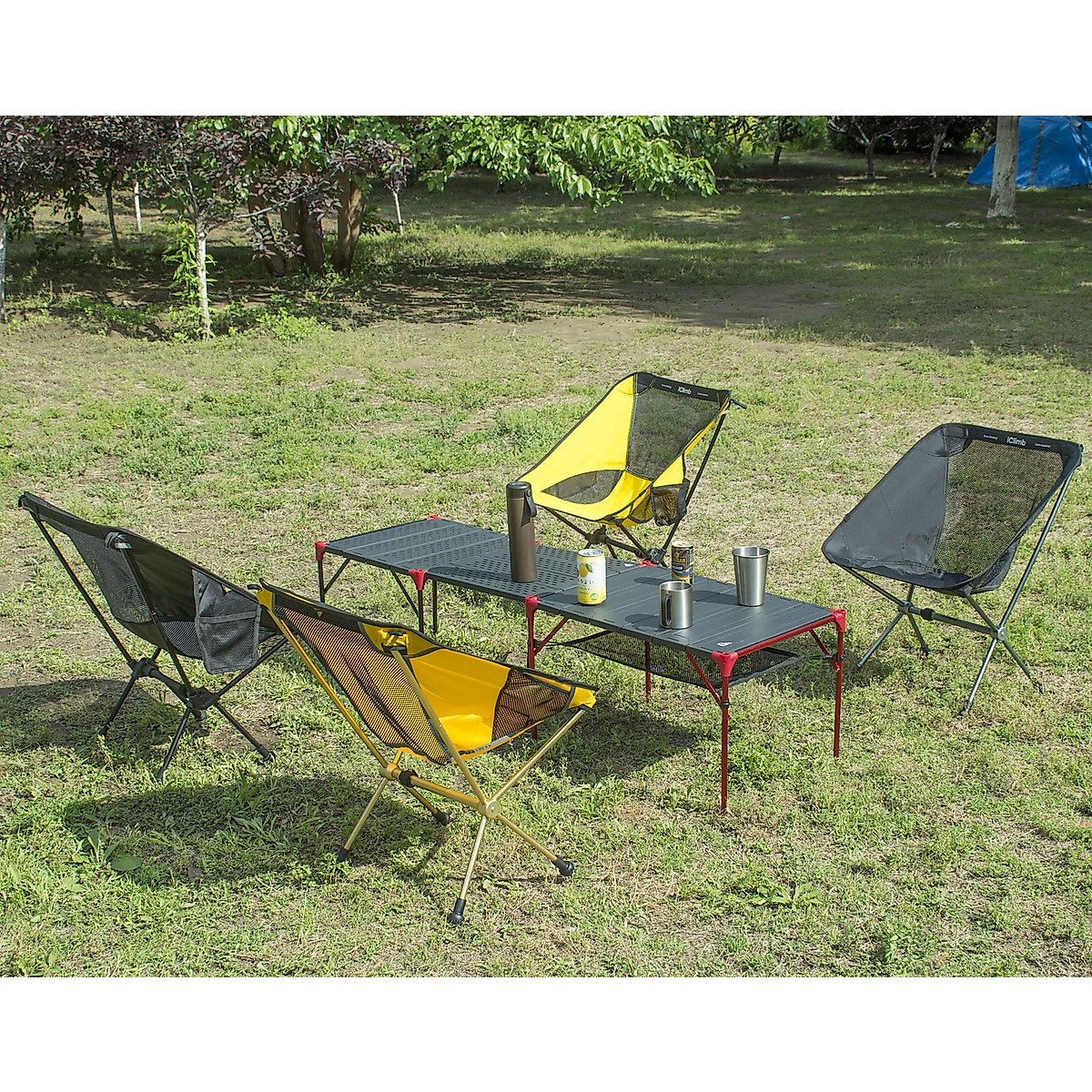 iClimb 2 Extendable Folding Table and 1 Pack Connecting Plates and 2 Lantern Hanger Bundle, Ultralight Compact for Many People Camping Backpacking Beach Concert BBQ Party