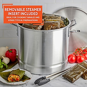 IMUSA USA 28Qt Aluminum Steamer with Lid, 28-Quart, Silver