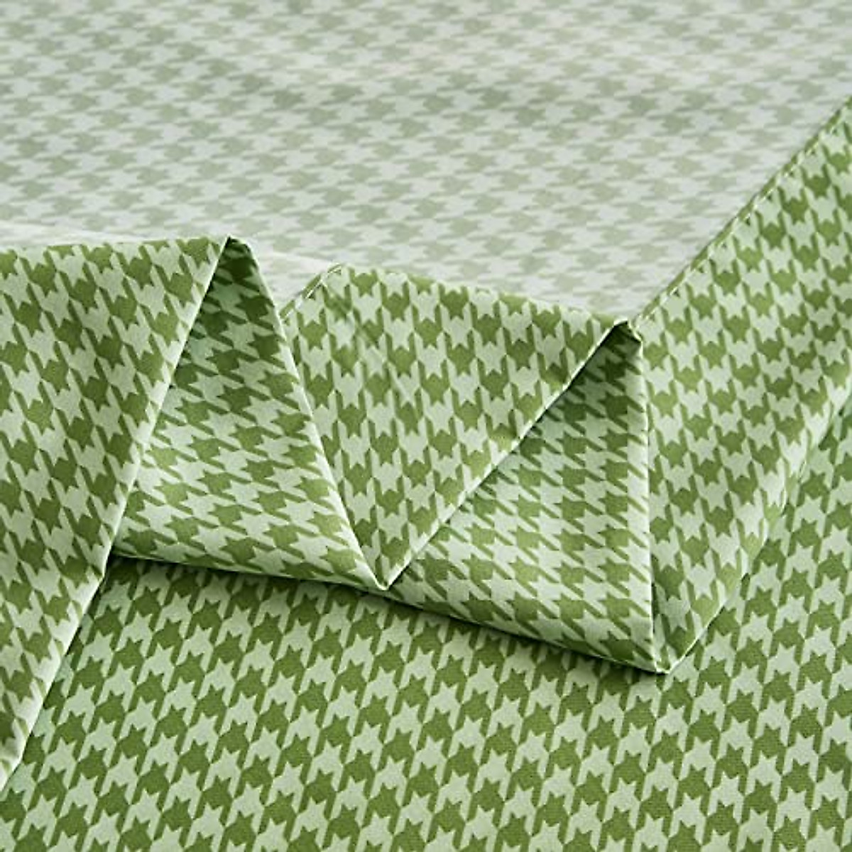 UOZZI BEDDING Rhombus Comforter Sheet Set 7 Pieces Bed in a Bag White Green Yellow Diamond Queen Size (1 Comforter 2 Pillow Shams 1 Flat Sheet 1 Fitted Sheet 2 Pillowcases)