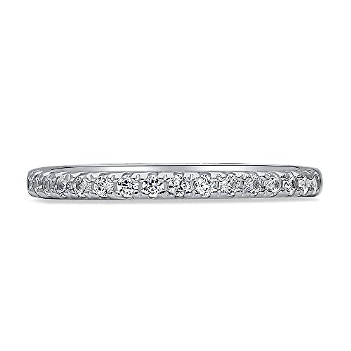 BERRICLE Sterling Silver Wedding Rings Cubic Zirconia CZ Half Eternity Ring for Women, Rhodium Plated Size 8