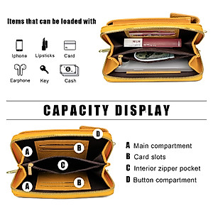 Eamom Cell Phone Wallet Womens Crossbody Purse Leather Slim Wallet for Women Cash Wallet Clutch Wallet Cell Phone Crossbody Bags (Yellow)