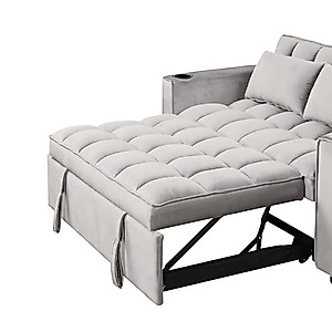 Eafurn 3 in 1 Convertible Loveseat Sofa with Pull Out Sleeper Bed, Small Love Seat Futon Couch Sofabed with Adjustable Backrest, Multi-Functional Upholstery Reclining Chaise Lounge for Living Room