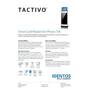 Tactivo for iPhone 6/7/8/SE (2020) Mobile Smart Card/CAC/PIV Reader