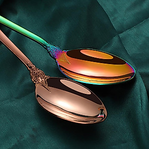 Michelangelo Flatware Set for 12, Aimilan 48 Piece Luxury Palace Silverware Set, 18/10 Stainless Steel Cutlery Utensil Set Include Knife Fork Spoon, Mirror Polished, Dishwasher Safe（Rose Gold）