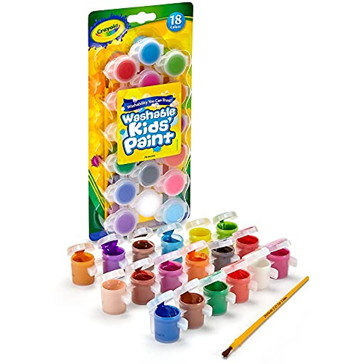 Crayola Washable Kids Paint Set & Paintbrush, Painting Supplies, 18 Count