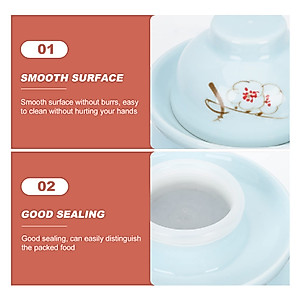 Luxshiny Pickle Jar Ceramic Chinese Pickling Jar Small Japanese Crock Kimchi Jar Pickled Cabbage Cylinder Tank Containers for Pickles Kimchi Appetizer Condiment - Blue