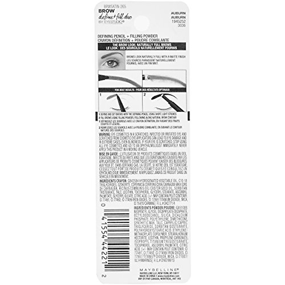 Maybelline New York Maybelline New York Brow Define + Fill Duo, Auburn, 0.021 oz.