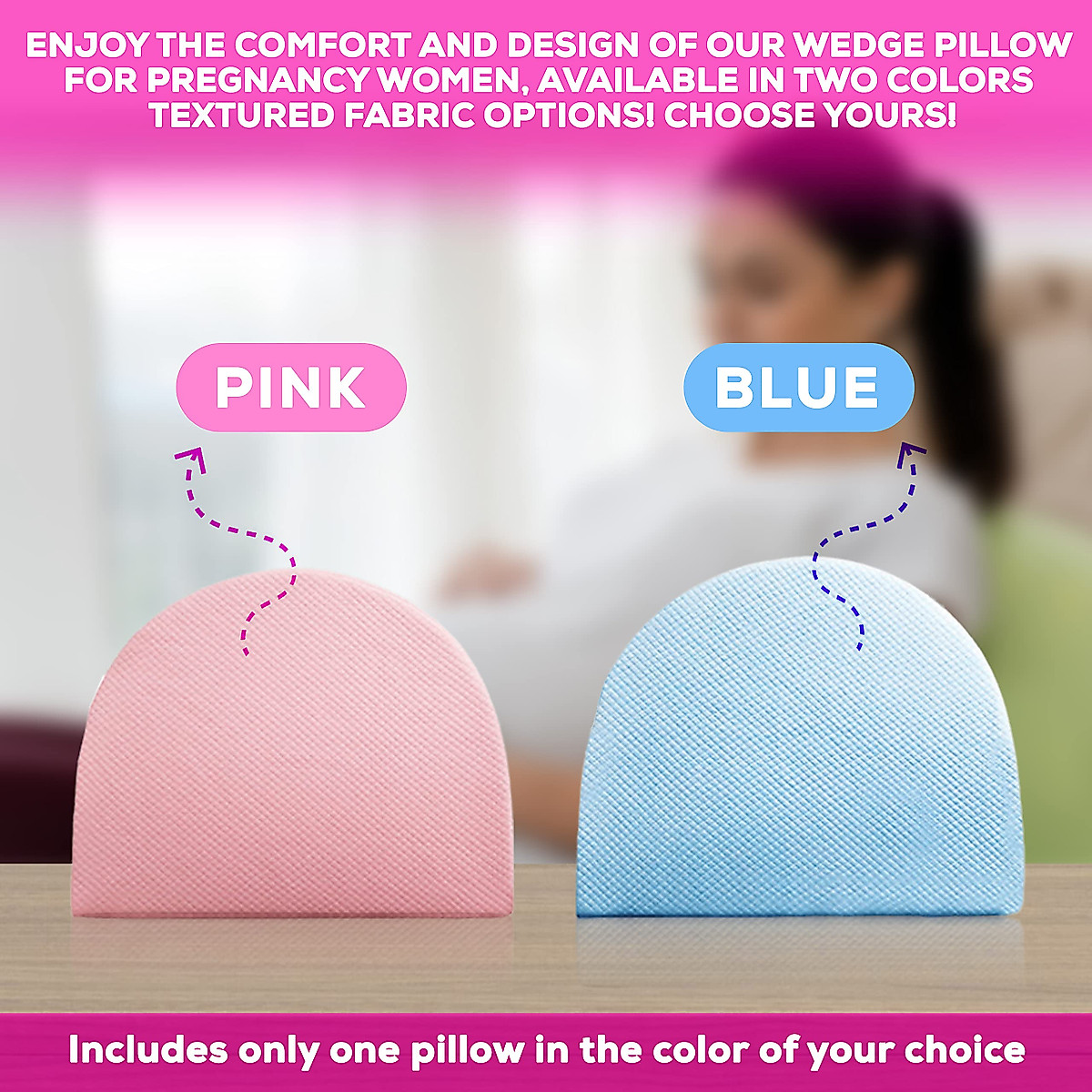 Pregnancy Pillows, Memory Foam Pillows, Pregnancy Must Haves, Wedge Pillow, Side Sleeper Pillow, Cooling Pillow with Removable Washable Modal Cotton Cover, Pregnancy Pillows for Sleeping, (Pink)