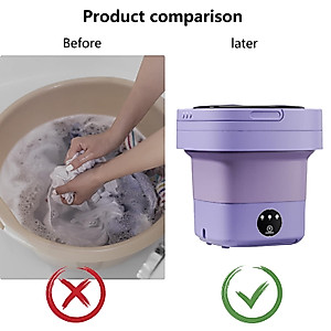Portable Washing Machine，Foldable Mini Washer，6.5L，3 Modes Deep Cleaning，Detachable Drain Basket，Low Noise Mini Washing Machine for Underwear，Baby Clothes，Socks，Briefs Washing，Mini