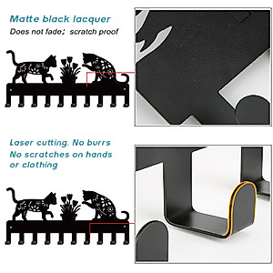 SUPERDANT Cats Metal Key Holder Cat Flower Decorative 10 Hook Key Rack Organizer Wall Mounted Entryway Key Belt Umbrella Hooks Personalized Key Hanger for Wall Front Door Gift for Cat Lovers