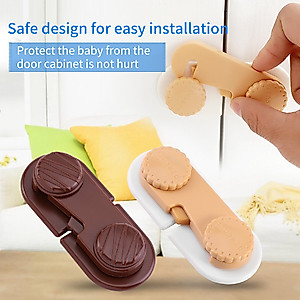 1pcs Child Safety Locks Creative Adhesive Kids Safety Cabinet Fridge Drawer Cupboard Door Lock Latch for Drawer and Cabinet Door No Drilling or Tools(Beige)