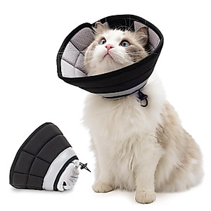 Cat Cone Collar Soft to Stop Licking, TORJOY Soft Cone for Cat After Surgery, Cat Recovery Elizabethan Collar for Small Large Cats, Cat Neck Cone for Kitten Adjustable Pet Recovery Collar for Cats, S