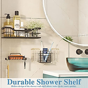 Z&L HOUSE 6 Pack Shower Caddy Organizer, Adhesive Shower Shelves with 1 Cup Holder, 3 Soap Holder, Extra Large Capacity No Drilling Shower Shelf for Inside Shower