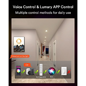 Lumary Smart WiFi Recessed Lights 5/6 Inch Can Lights, Smart LED Flush Mount Ceiling Lights, Dimmable RGBWW Surface Mount Disk Lights Work with Alexa/Google Assistant-ETL Listed