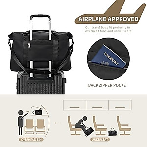 FIGESTIN Duffle Bag for Women Girls Weekender/Overnight Bag Lightweight Carry On Tote Bag Black