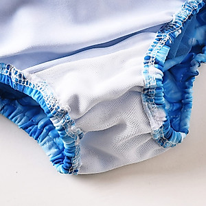 Baby/Toddler Girls One Pieces Swimsuit Quick Dry Beach Swimwear Bathing Suits with Ruffle Tulle Frill UPF 50+ Sun Protection (4-5 T, C-Blue Scale)