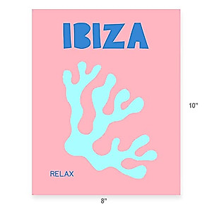 Preppy Wall Art Prints Set of 6 Abstract Beach Travel Destination for Home Decor (8" x 10" Unframed on Premium Fine Art Matte Paper), Minimalist Matisse Style