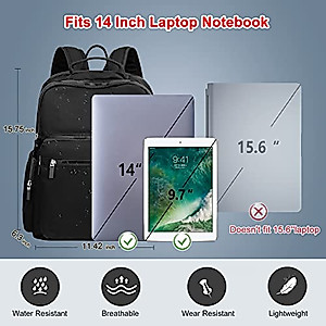 VAYEAH Medium Nylon Backpack for Women Lightweight Small Backpack Purse Travel Daypack (Black)