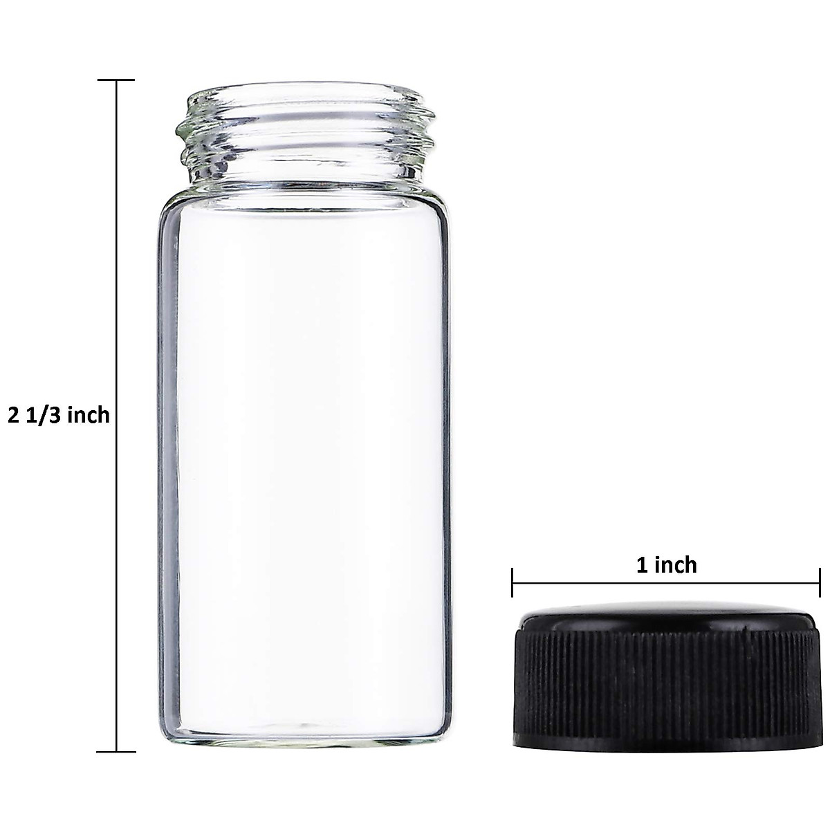 Nicunom 60 Pack Clear Glass Sample Vials with Screw Cap, 20 ml Liquid Sampling Glass Bottles Screwcap Travel Glass Vials