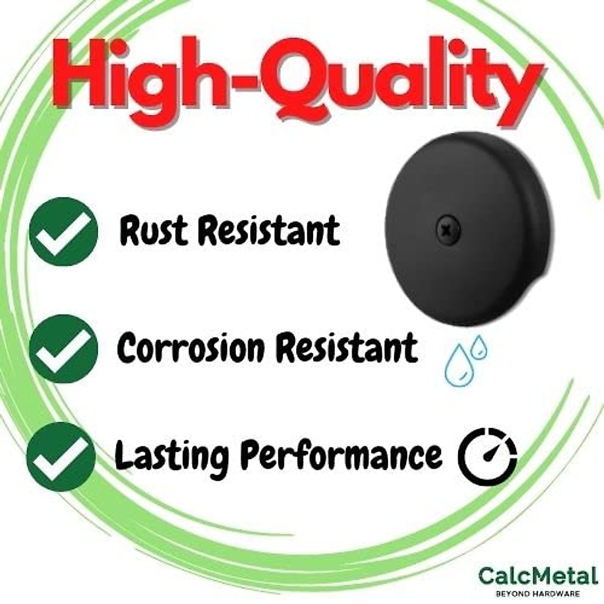 CalcMetal Single Hole Bathtub Drain Overflow Plate with One Matching Screws, Easy to Install, Matte Black