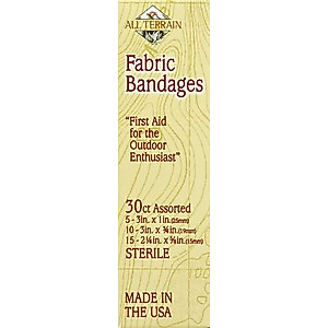 All Terrain Fabric Bandages, Latex-Free Flexible Protection, 30 Count, Assorted Sizes, Sterile