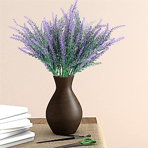 LZXD 12 Bundles Artificial Lavender Flowers,Flocked Plastic Lavender Bundle,Fake Grasses Plants for Indoor Outdoor Home Kitchen Office Table Decoration Garden Porch Window Box Decorating