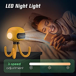 kudosay Mini Handheld Stroller Fan, 4000mAh Personal Portable Fan with Flexible Tripod and Adjustable 4 Speeds,LED Light, Battery Operated USB Fan for Stroller Office Bedroom, Outdoor (Yellow)